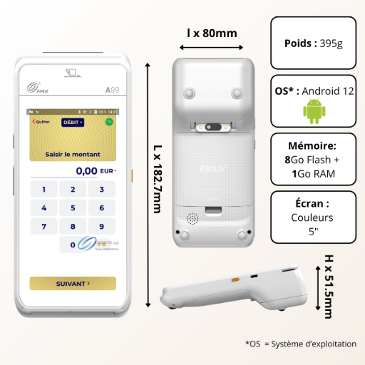 TPE PAX A99 : Android 12 avec afficheur client | E-monétique