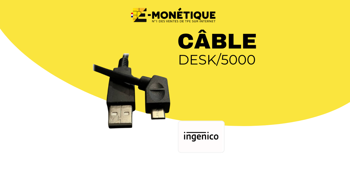 Câble Ingenico Desk/5000 μUSB coudé vers USB caisse | E-monétique